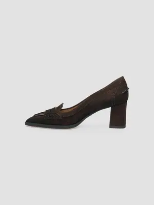 Santoni 50mm Suede Loafer Heels