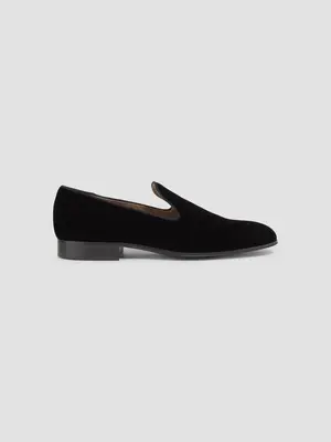 GIANVITO ROSSI Satin Velvet Loafers - Black