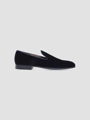 GIANVITO ROSSI Satin Velvet Loafers - Denim