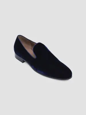 GIANVITO ROSSI Satin Velvet Loafers - Denim