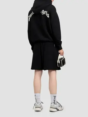 Palm Angels Waist Logo Cotton Sweat Shorts