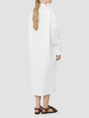 Max Mara Poplin Shirt Dress With Embroideries - White
