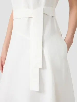Max Mara Linen Canvas Midi Dress - White