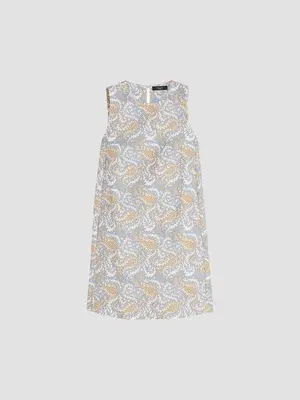 Max Mara Printed Cotton Basketweave A-line Dress