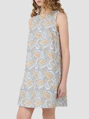 Max Mara Printed Cotton Basketweave A-line Dress