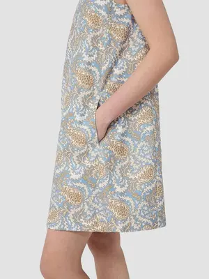 Max Mara Printed Cotton Basketweave A-line Dress