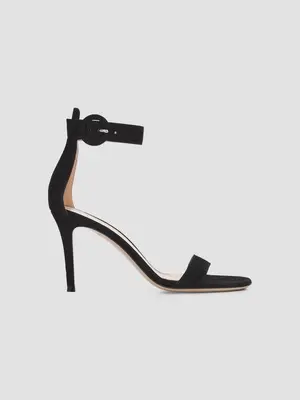 GIANVITO ROSSI Portofino 85mm Suede Sandals - Nero Black