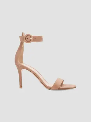 GIANVITO ROSSI Portofino 85mm Suede Sandals - Praline
