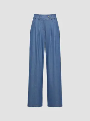 Max Mara Denim Effect Jersey Loose Fit Trousers