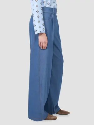 Max Mara Denim Effect Jersey Loose Fit Trousers