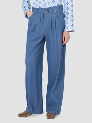 Max Mara Denim Effect Jersey Loose Fit Trousers