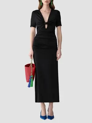 Carolina Herrera Ruched Jersey Cut-out Body-con Maxi Dress