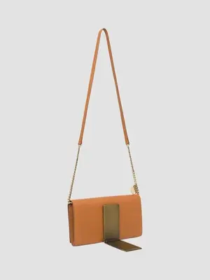 Santoni Leather Wallet-on-chain Crossbody Bag - Light Brown