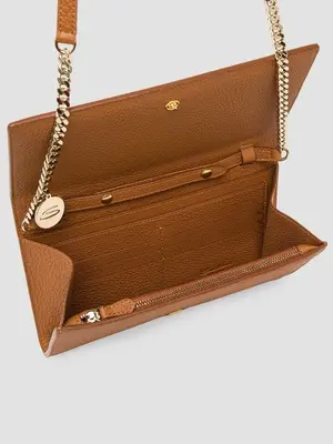 Santoni Leather Wallet-on-chain Crossbody Bag - Light Brown