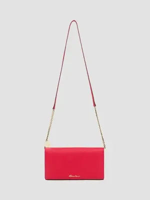 Santoni Leather Wallet-on-chain Crossbody Bag Red