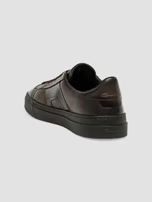 Santoni Double Buckle Leather Sneakers