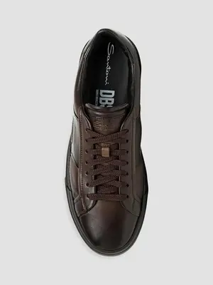 Santoni Double Buckle Leather Sneakers