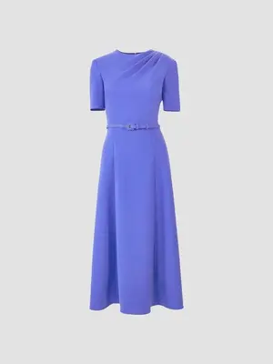 Carolina Herrera Draped-shoulder Belted Midi-dress