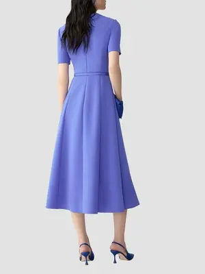 Carolina Herrera Draped-shoulder Belted Midi-dress