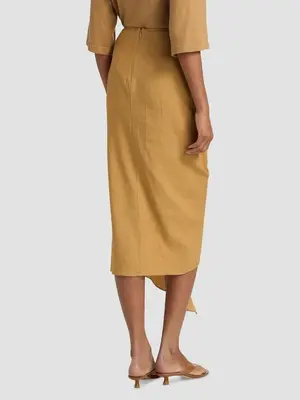 Michael Kors Cascade Linen-blend Midi-skirt