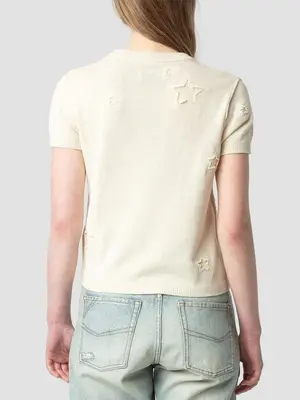 Zadig&Voltaire Bully Stars Short-sleeve Sweater - Ecru