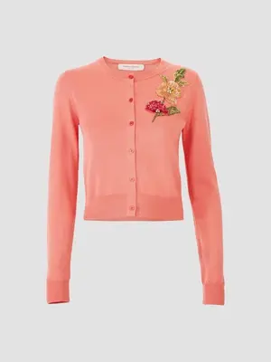 Carolina Herrera Floral Embroidered Silk-cotton Cardigan