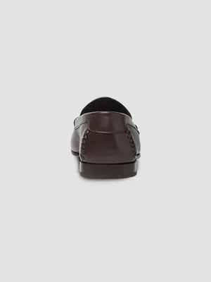 Fendi Whipstitched Leather Loafers - Chocolate