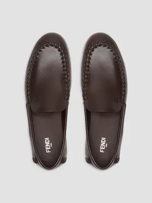 Fendi Whipstitched Leather Loafers - Chocolate