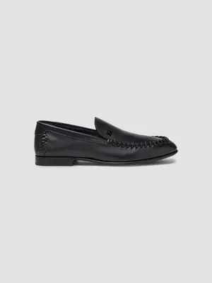 Fendi Whipstitched Leather Loafers - Nero