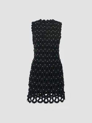 Carolina Herrera Embellished Corded Crochet Cotton Minidress