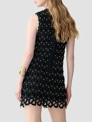 Carolina Herrera Embellished Corded Crochet Cotton Minidress