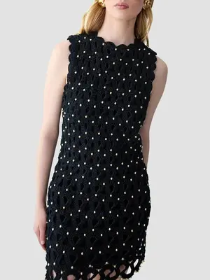 Carolina Herrera Embellished Corded Crochet Cotton Minidress