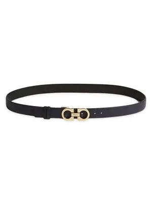 FERRAGAMO Gancini Reversible & Adjustable Cut-to-size Leather Belt - Nero