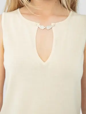 Zadig&Voltaire Sayani Vico Embellished Keyhole Tank
