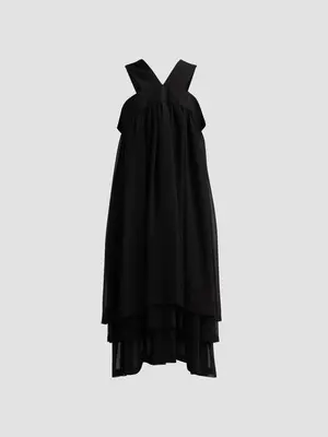 Comme Des Garçons Georgette V-neck Midi Dress