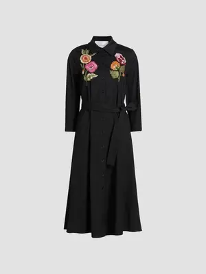 Carolina Herrera Floral Embroidered Cotton-blend Shirtdress