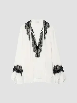 Zadig&Voltaire Tuan Contrast Lace Silk Blouse