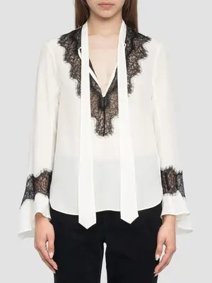 Zadig&Voltaire Tuan Contrast Lace Silk Blouse
