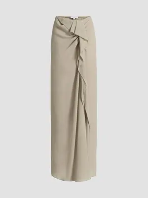 Michael Kors Draped Wool Crepe Pareo Skirt