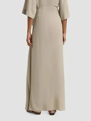 Michael Kors Draped Wool Crepe Pareo Skirt