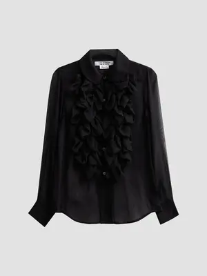 Comme Des Garçons Georgette Ruffle Sheer Blouse