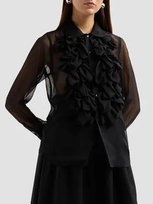 Comme Des Garçons Georgette Ruffle Sheer Blouse