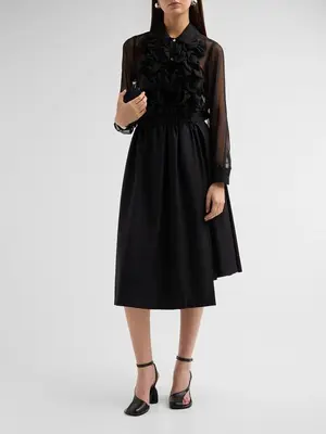 Comme Des Garçons Georgette Ruffle Sheer Blouse