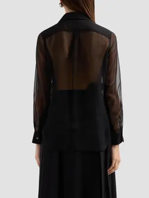 Comme Des Garçons Georgette Ruffle Sheer Blouse