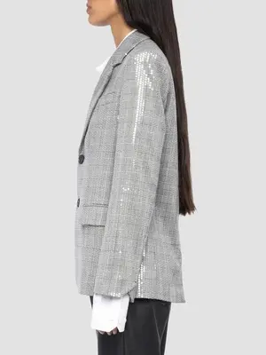 Zadig&Voltaire Vanille Car Sequined Plaid Blazer