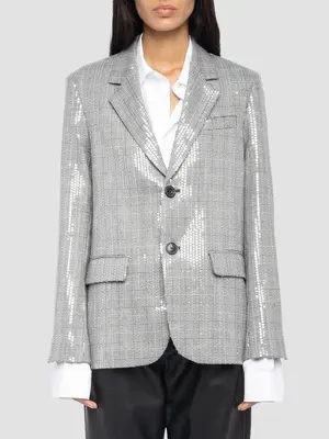 Zadig&Voltaire Vanille Car Sequined Plaid Blazer