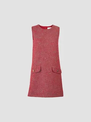 Carolina Herrera Metallic Tweed Shift Minidress