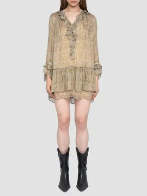 Zadig&Voltaire Ralice Metallic Paisley Minidress - Cloud