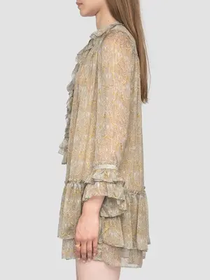 Zadig&Voltaire Ralice Metallic Paisley Minidress - Cloud