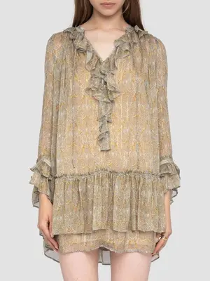Zadig&Voltaire Ralice Metallic Paisley Minidress - Cloud